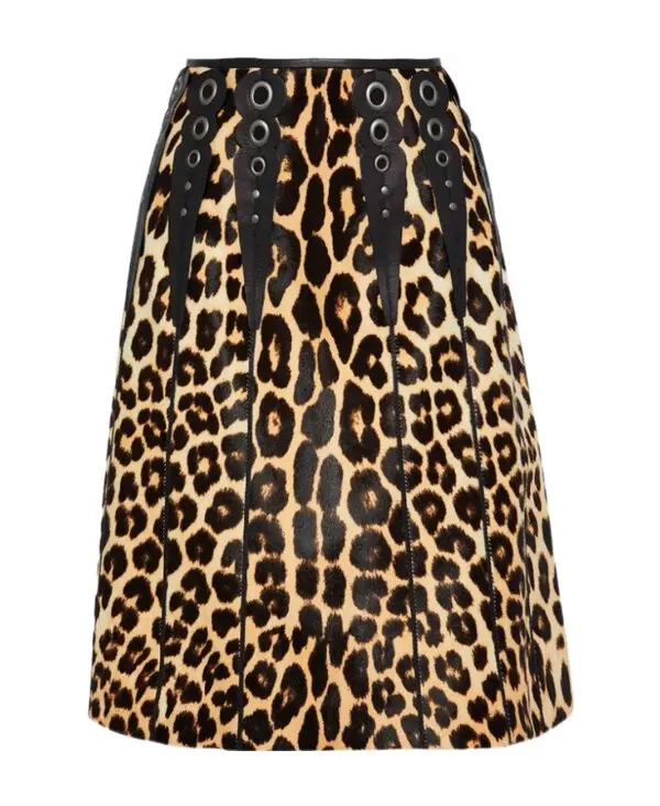 Bottega Veneta Leopard Print Midi Skirt