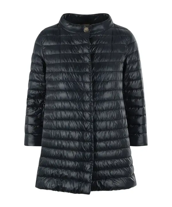 Herno Quilted Down Jacket With Concealed Snap Closure - Black