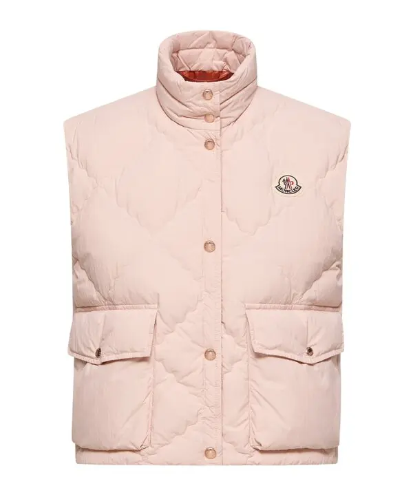 Moncler Quilted Down Gilet - Nude