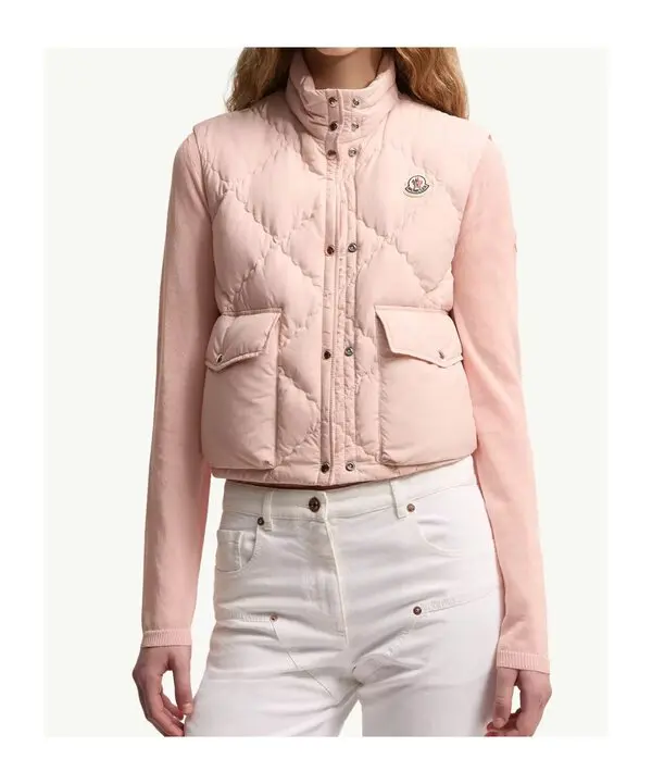 Moncler Quilted Down Gilet - Nude
