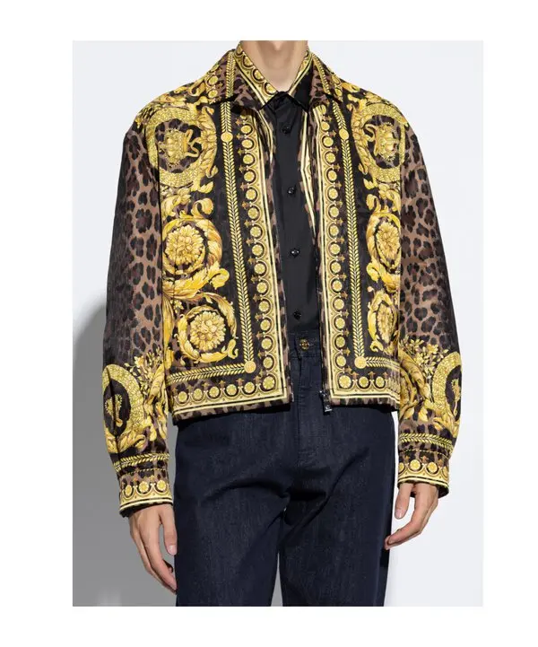 Versace Barocco Printed Zip-up Jacket - Black