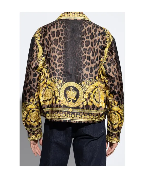 Versace Barocco Printed Zip-up Jacket - Black
