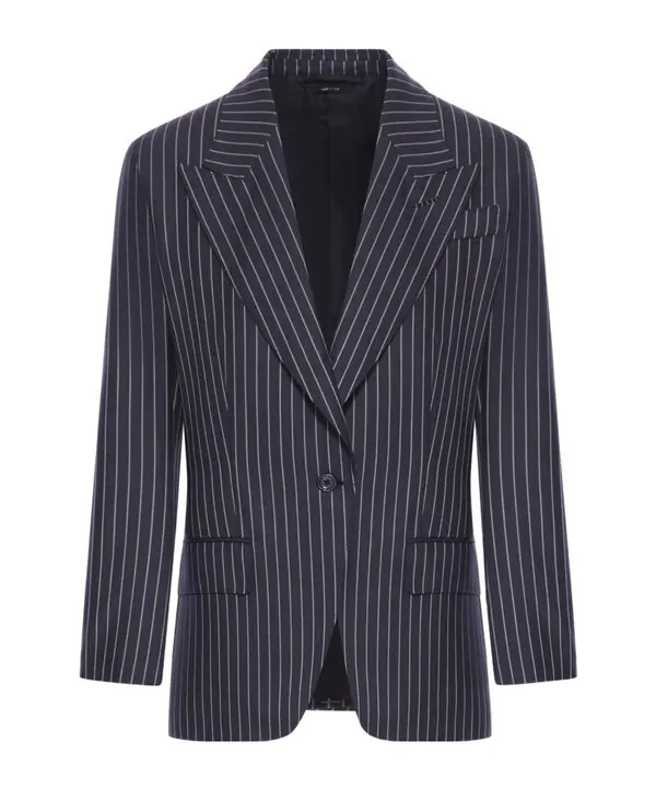 TOM FORD Pinstripe Single-breasted Blazer - Black
