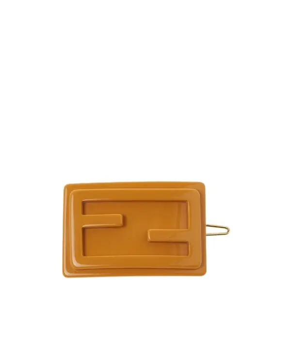 Fendi Rectangular Logo Barrette - Orange