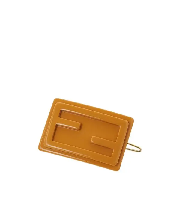 Fendi Rectangular Logo Barrette - Orange