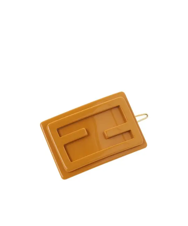 Fendi Rectangular Logo Barrette - Orange