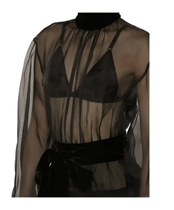 Dolce & Gabbana Velvet Neck Belted Mini Dress