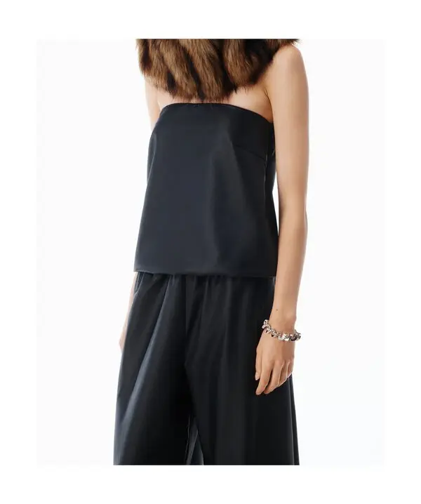 Alexander Wang Strapless Leather Bubble Top