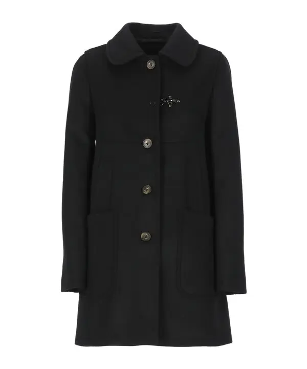 FAY Long Sleeved Coat With Button Closure And Patch Pockets
