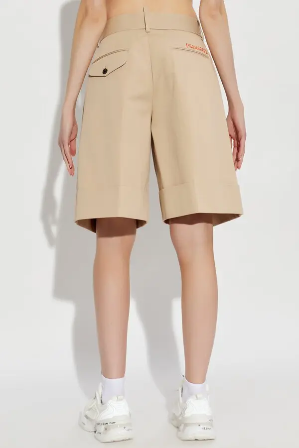 Dsquared2 Jen Giant Shorts With Belt Loops And Pleats