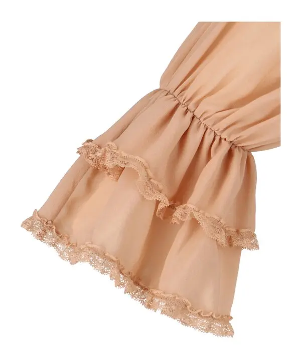 Chloé Gathered V-neck Drawstring Blouse With Ruffle Detail