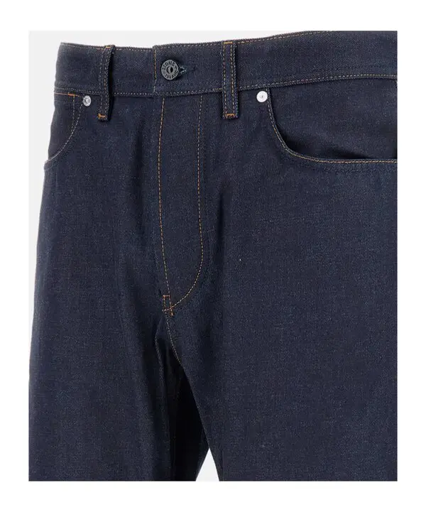 Stone Island Logo Embroidered Straight-leg Jeans - Black