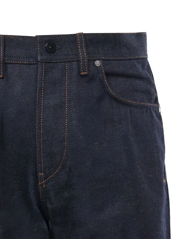Stone Island Logo Embroidered Straight-leg Jeans - Black