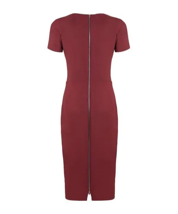 Victoria Beckham Dart Detailed Crepe Midi Dress - Red