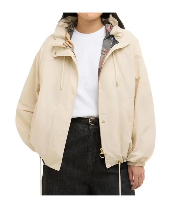 Barbour Long Sleeve Casual Jacket With Drawstring Hem And Hood - Nude