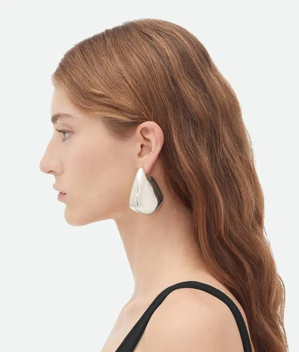 Bottega Veneta Large Fin Earrings - Gray