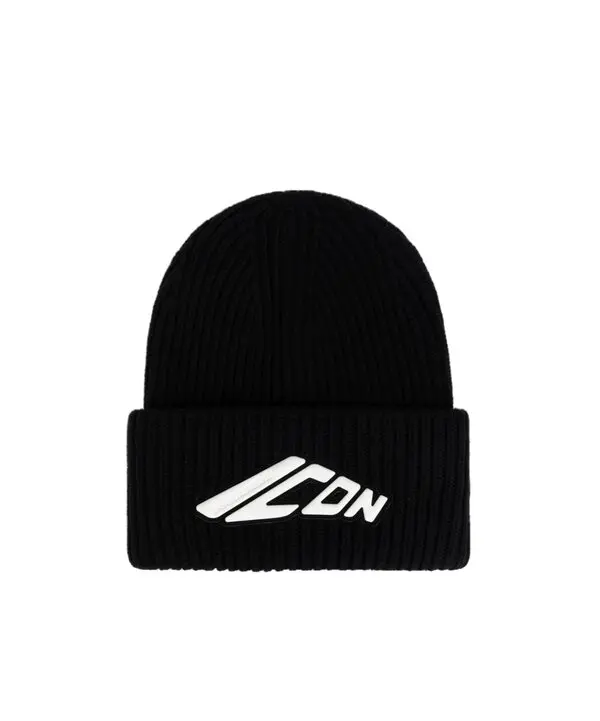 Dsquared2 Icon Appliqué Knitted Beanie - Black