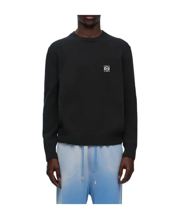 Loewe Anagram Embroidered Crewneck Jumper - Black