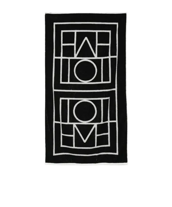 TOTEME Two-toned Geometric Patterned Beach Towel - Black