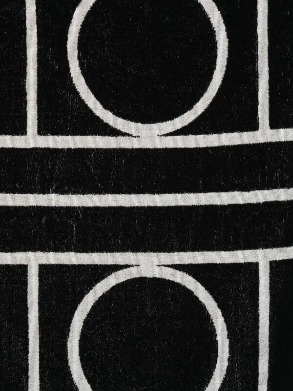 TOTEME Two-toned Geometric Patterned Beach Towel - Black