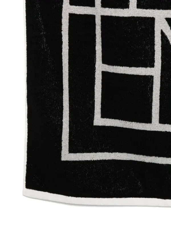 TOTEME Two-toned Geometric Patterned Beach Towel - Black