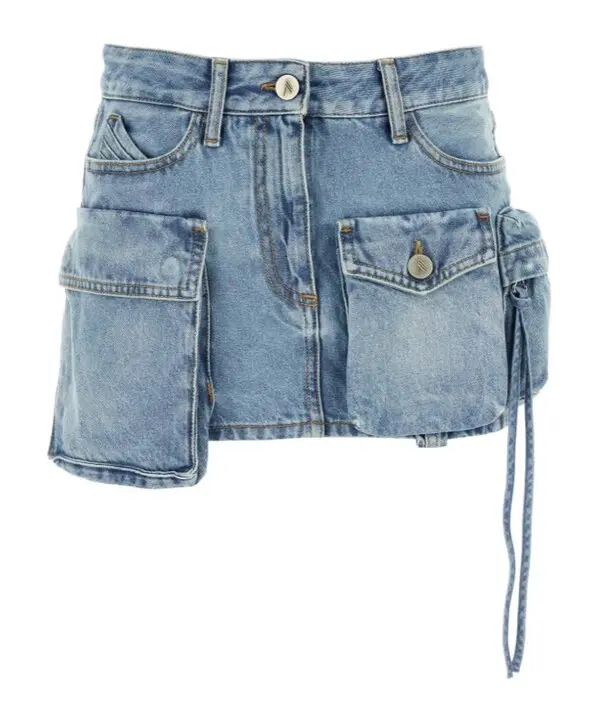 Attico Mini Denim Skirt - Nude