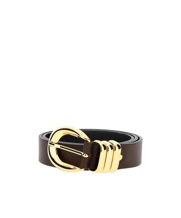 Federica Tosi Gold Buckle Belt - Black