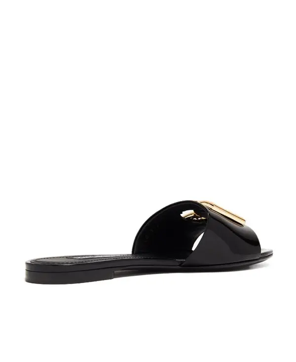 Dolce & Gabbana Dg Logo Plaque Flat Slides - Black