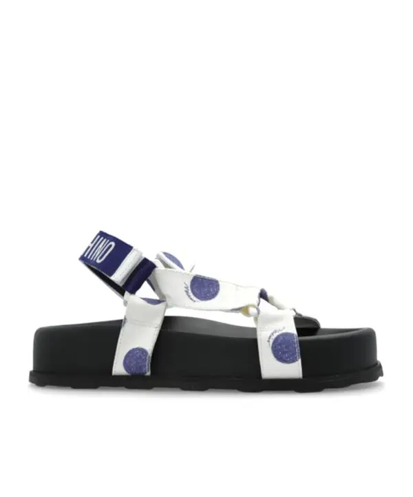 Moschino Embroidered Touch Strap Sandals - Black