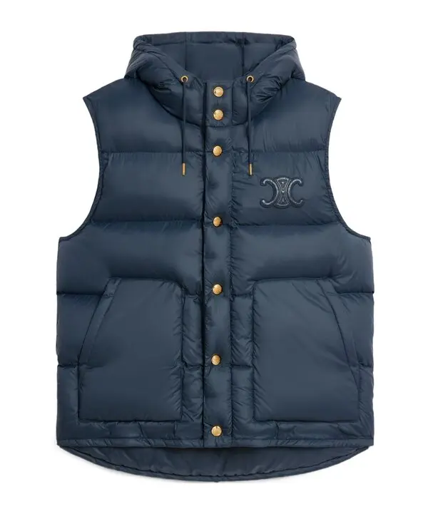 Celine Oversized Sleeveless Down Jacket In Lightweight Nylon
