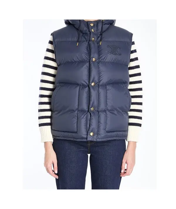 Celine Oversized Sleeveless Down Jacket In Lightweight Nylon