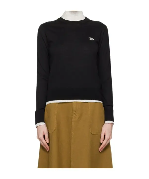 Maison Kitsuné Baby Fox Patch Crewneck Jumper - Black