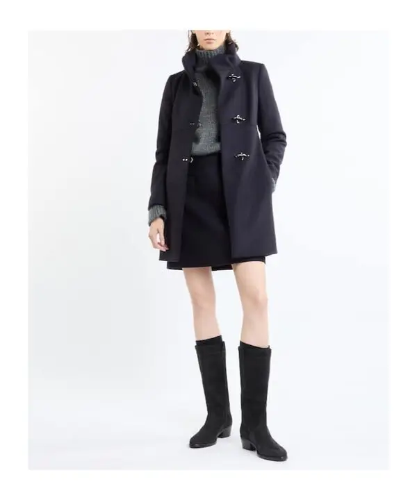 FAY High-neck Peacoat With Buckle Detail - Blue