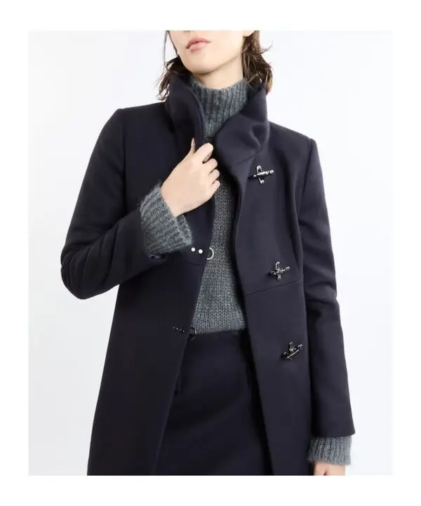 FAY High-neck Peacoat With Buckle Detail - Blue