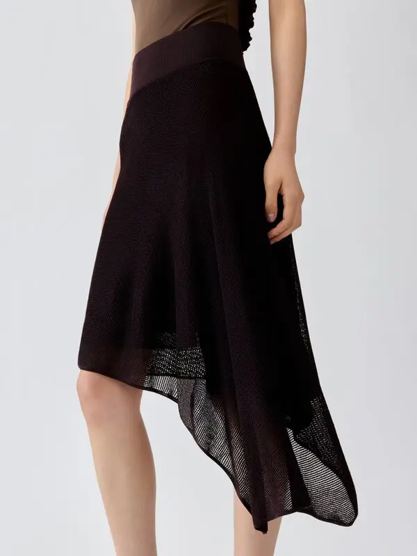 Jacquemus The Voile Asymmetric Skirt - Dark Brown