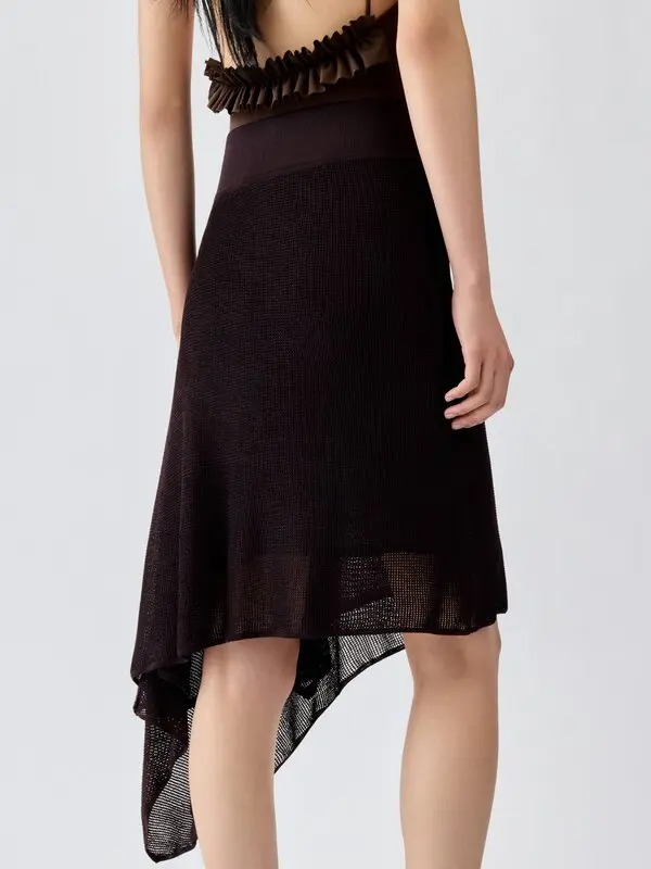 Jacquemus The Voile Asymmetric Skirt - Dark Brown