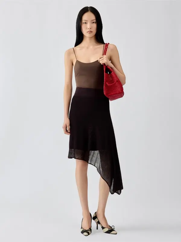 Jacquemus The Voile Asymmetric Skirt - Dark Brown