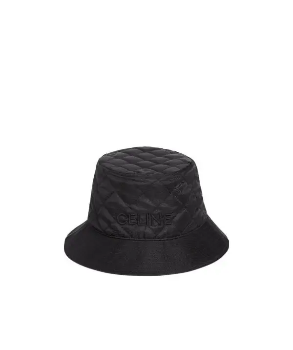 Celine Quilted Nylon Bucket Hat - Black