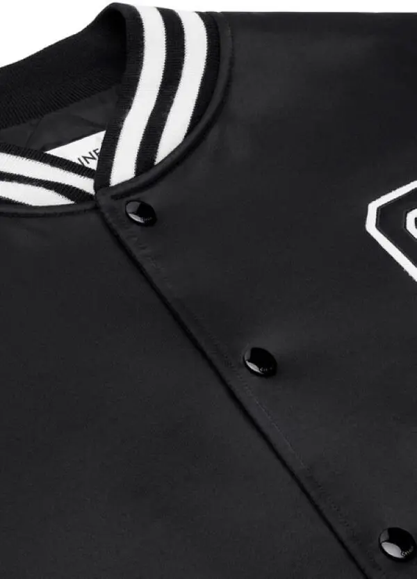 Celine Bomber Jacket In Thick Satin - Black