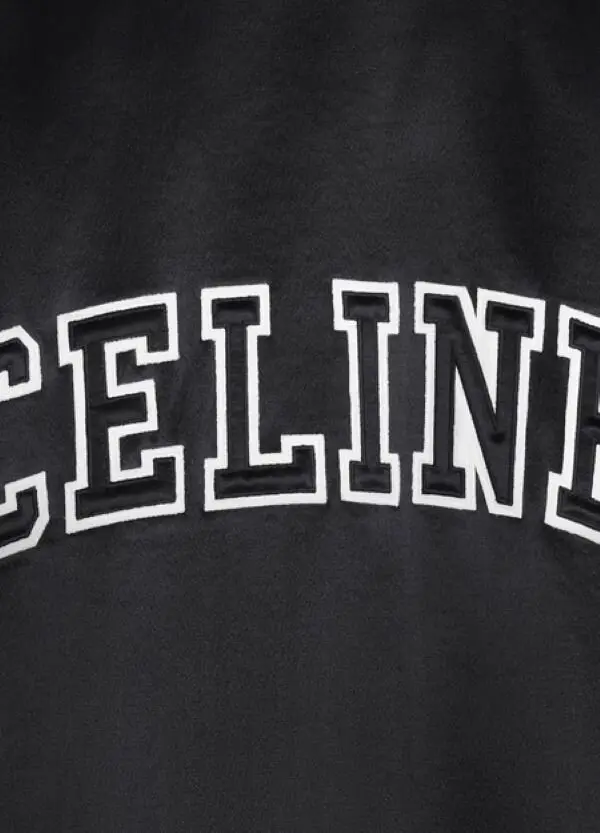Celine Bomber Jacket In Thick Satin - Black