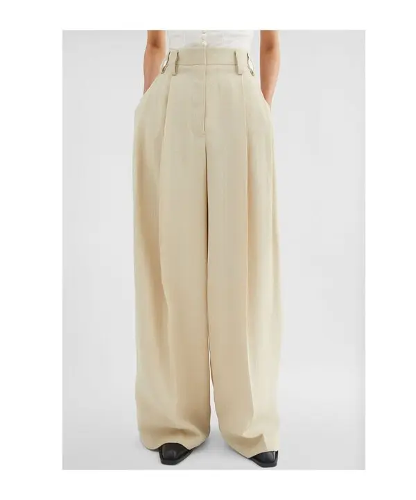 JIL SANDER Pleated Wide-leg Trousers - Nude