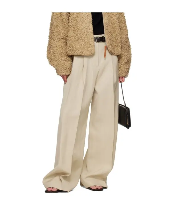 JIL SANDER Pleated Wide-leg Trousers - Nude