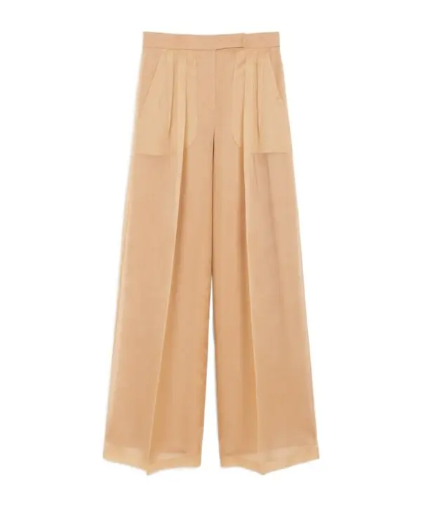 Max Mara Pleated Silk Organza Wide-leg Trousers