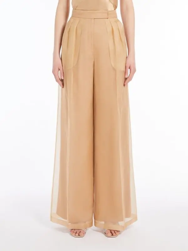 Max Mara Pleated Silk Organza Wide-leg Trousers