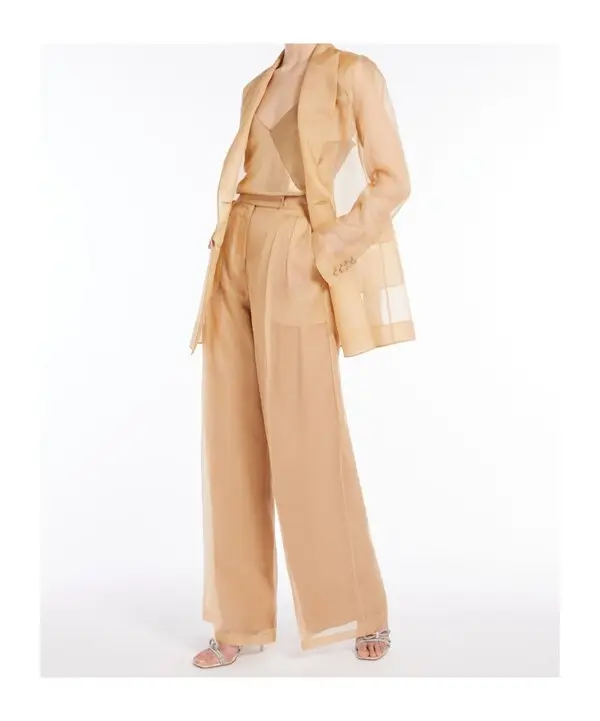Max Mara Pleated Silk Organza Wide-leg Trousers