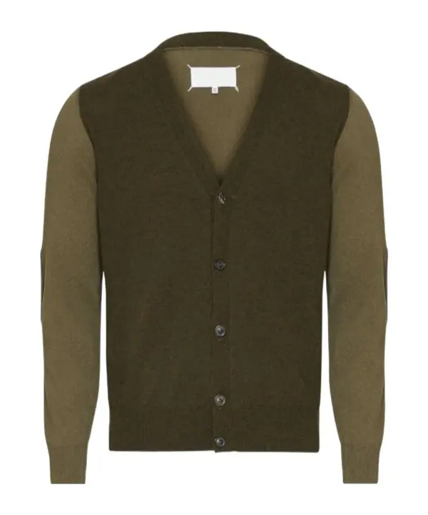 MAISON MARGIELA V-neck Cardigan With Elbow Patches - Green