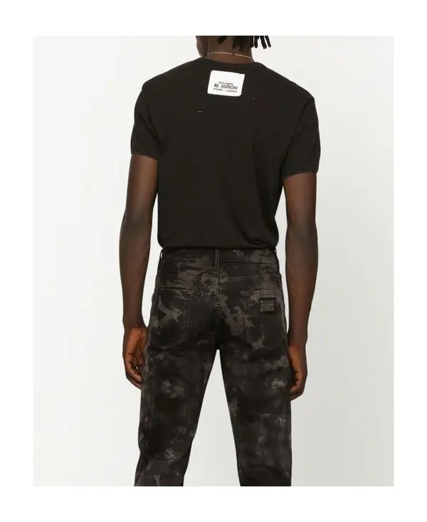 Dolce & Gabbana Dolce Gabbana Punched-holes V-neck T-shirt - Black