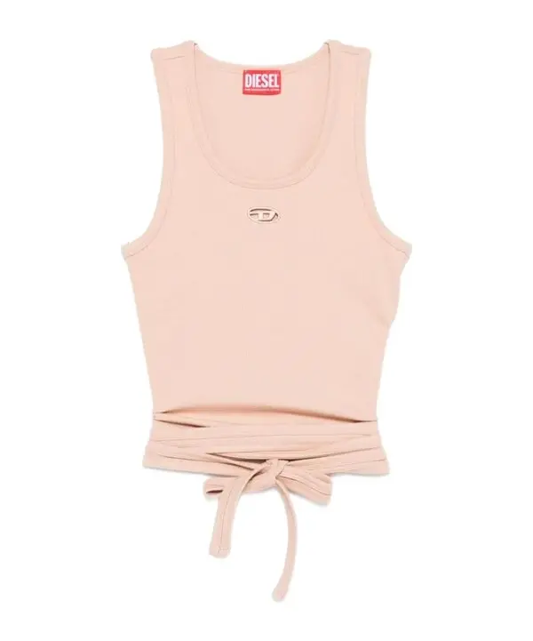 DIESEL® Ribbed Tank Top With Front Tie Detail - Nude