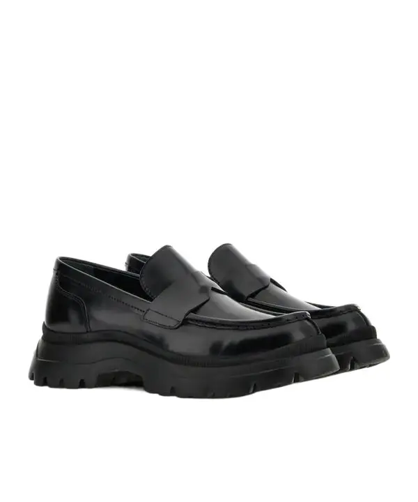 Hogan Round-toe Loafers With Chunky Lug Sole - Black