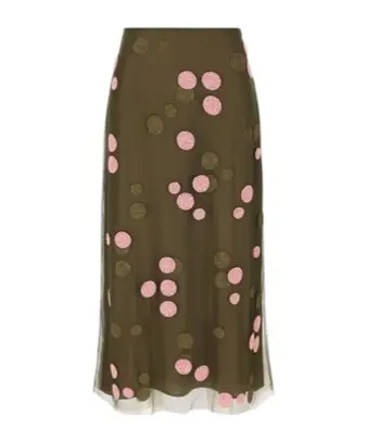 Fendi A Dot Embellished Tulle Midi Skirt - Green